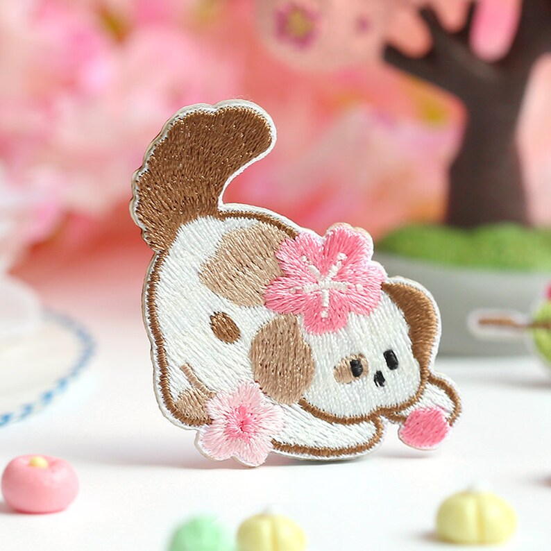 Sakura Animal Embroidered Patches Cherry Blossom Sticker Self Adhesive ...