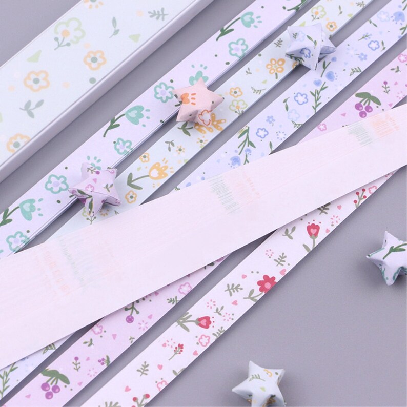 Origami Lucky Star Paper Strips Cute Floral Mixed Designs Star - Etsy