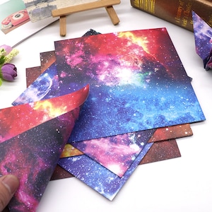 52 Sheets Double Sided Brilliant Galaxy Origami Square Paper Pack for ...
