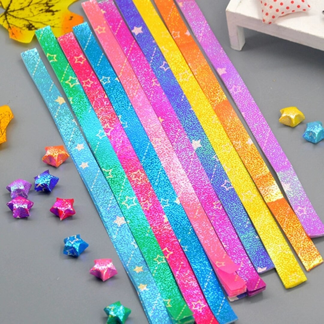 Rainbow Pearlescent Shooting Star Origami Lucky Star Paper Strips Star ...