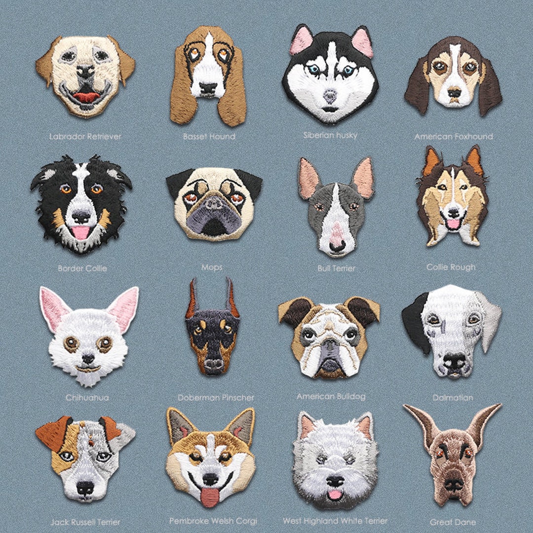 Cute Dog Embroidered Patches Puppy Iron on Patch Applique Shoes ...