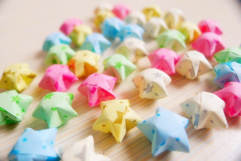 Cute Starry Night Origami Lucky Stars - Mixed Color Wishing Stars Party ...