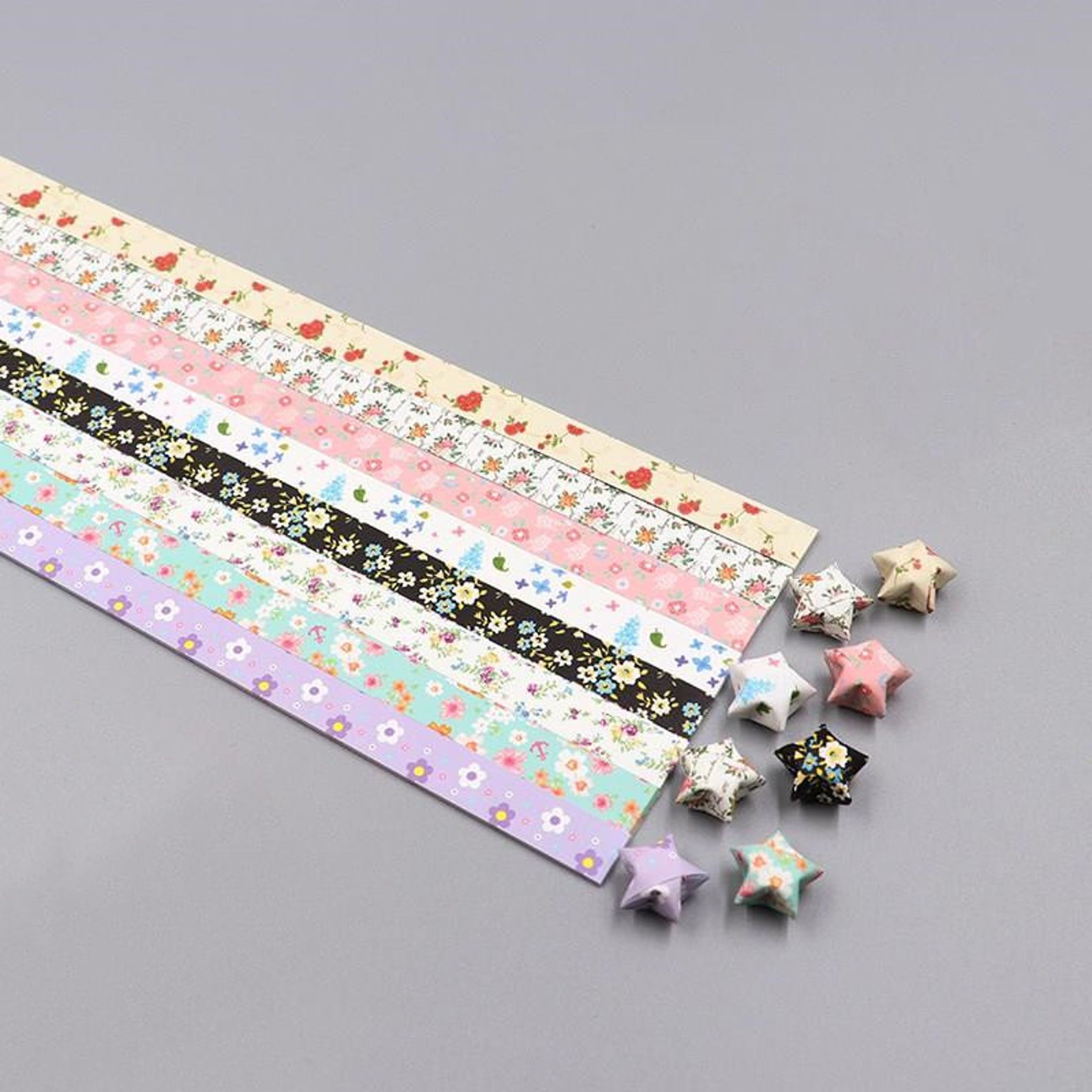 Cute Floral Pattern Origami Lucky Star Paper Strips Star - Etsy