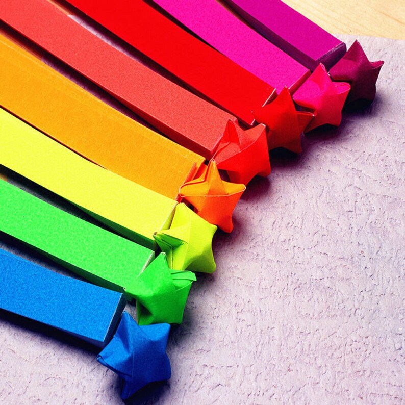 Bright Colors Origami Lucky Star Paper Strips Rainbow | Etsy