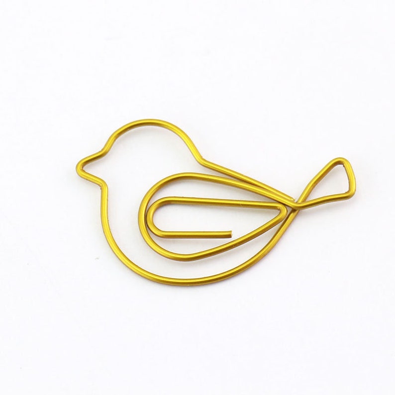 Cute Little Bird Paper Clips Bookmark Set Metal Cartoon Bookmark Line ...