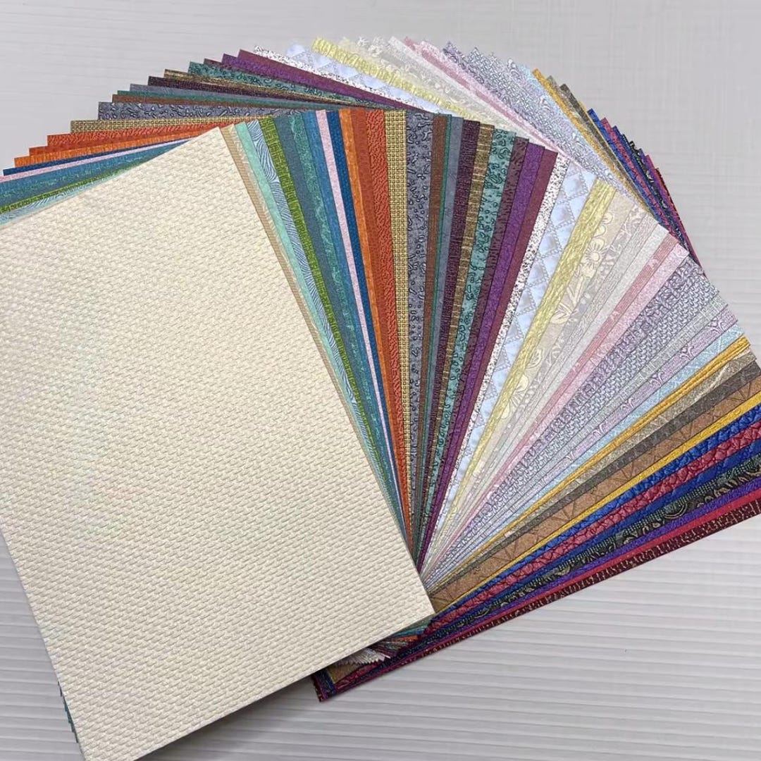 50 Sheets Pearlescent Embossed Assorted Pattern Paper Pack for Craft ...