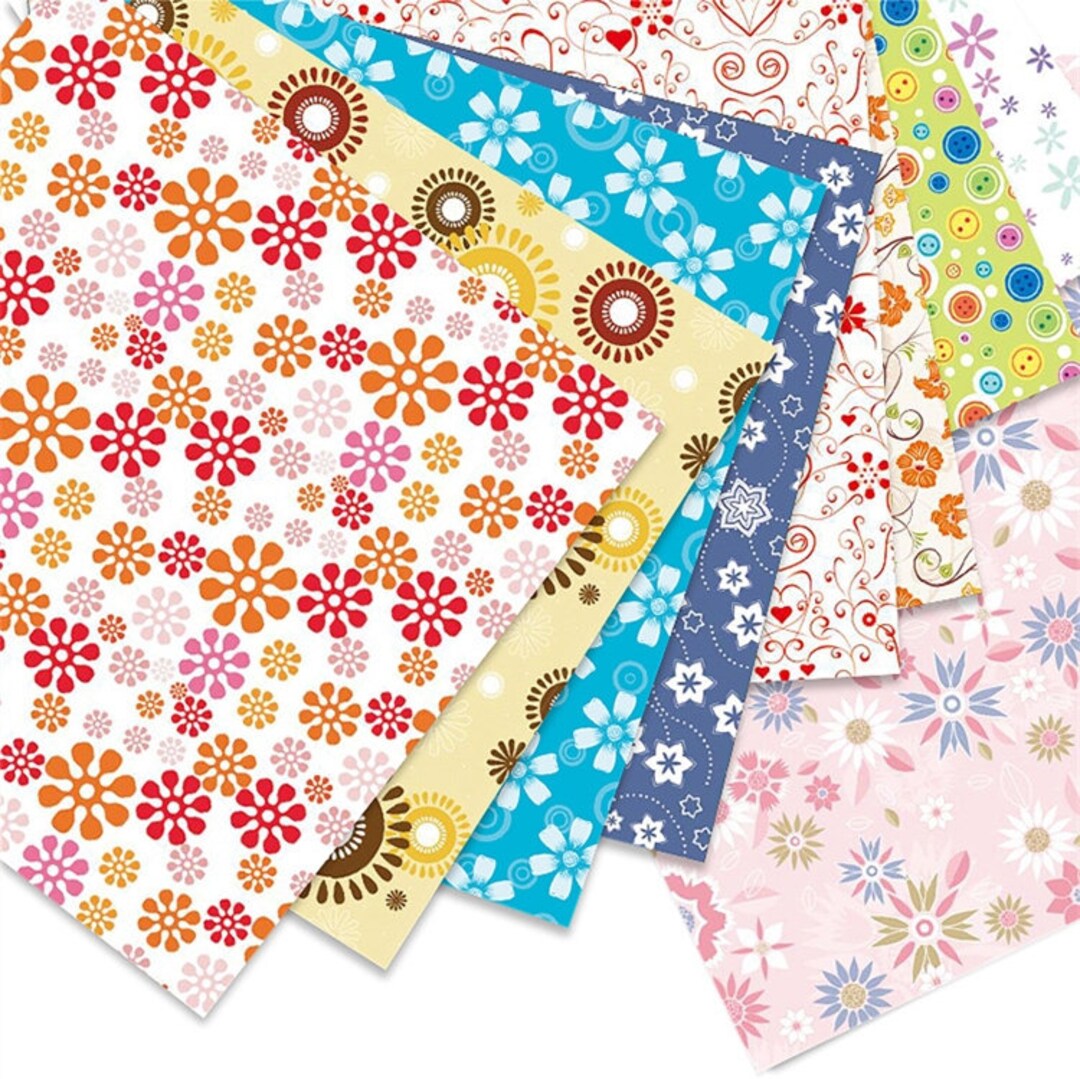 Floral Star and Smile Origami Square Paper Pack for Japanese Origami ...