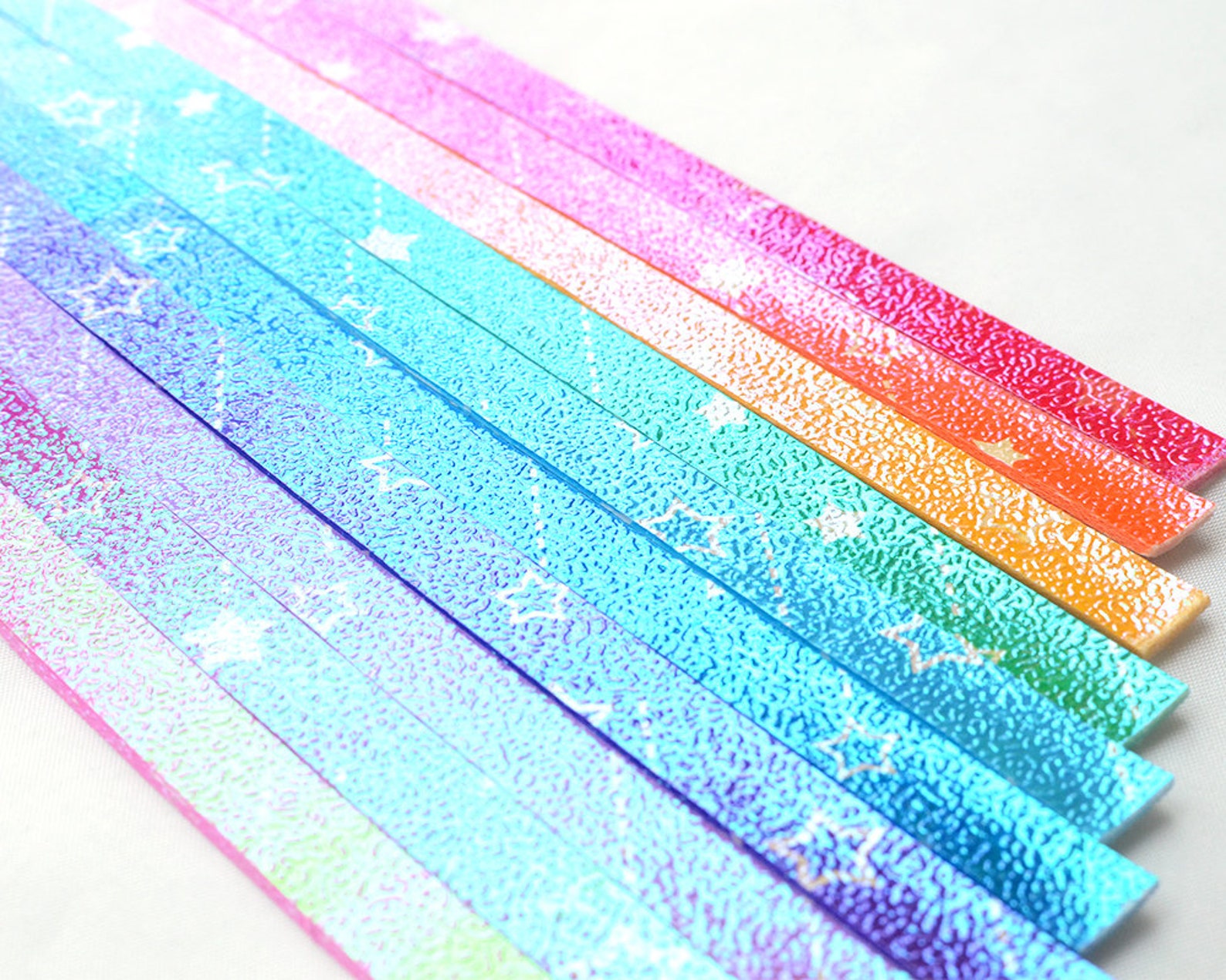 Rainbow Pearlescent Shooting Star Origami Lucky Star Paper Strips Star ...