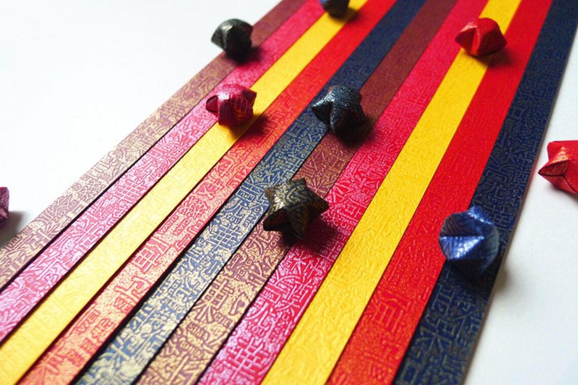Traditional Chinese Embossed Origami Lucky Star Paper Strips | Etsy