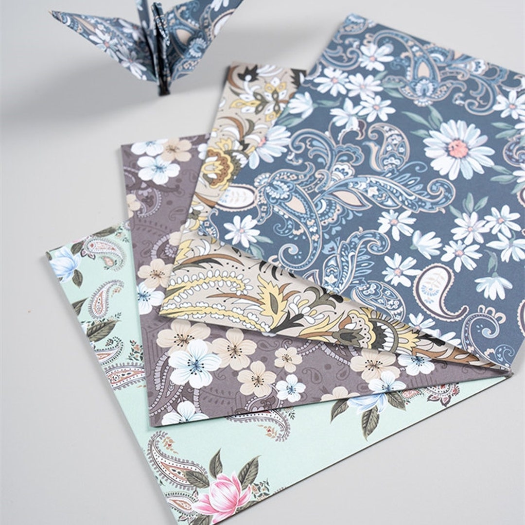 60 Sheets Retro Floral Origami Square Paper Pack for Origami Paper ...