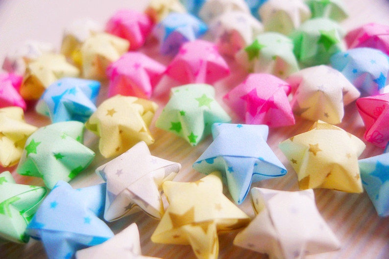 Cute Starry Night Origami Lucky Stars - Mixed Color Wishing Stars Party ...