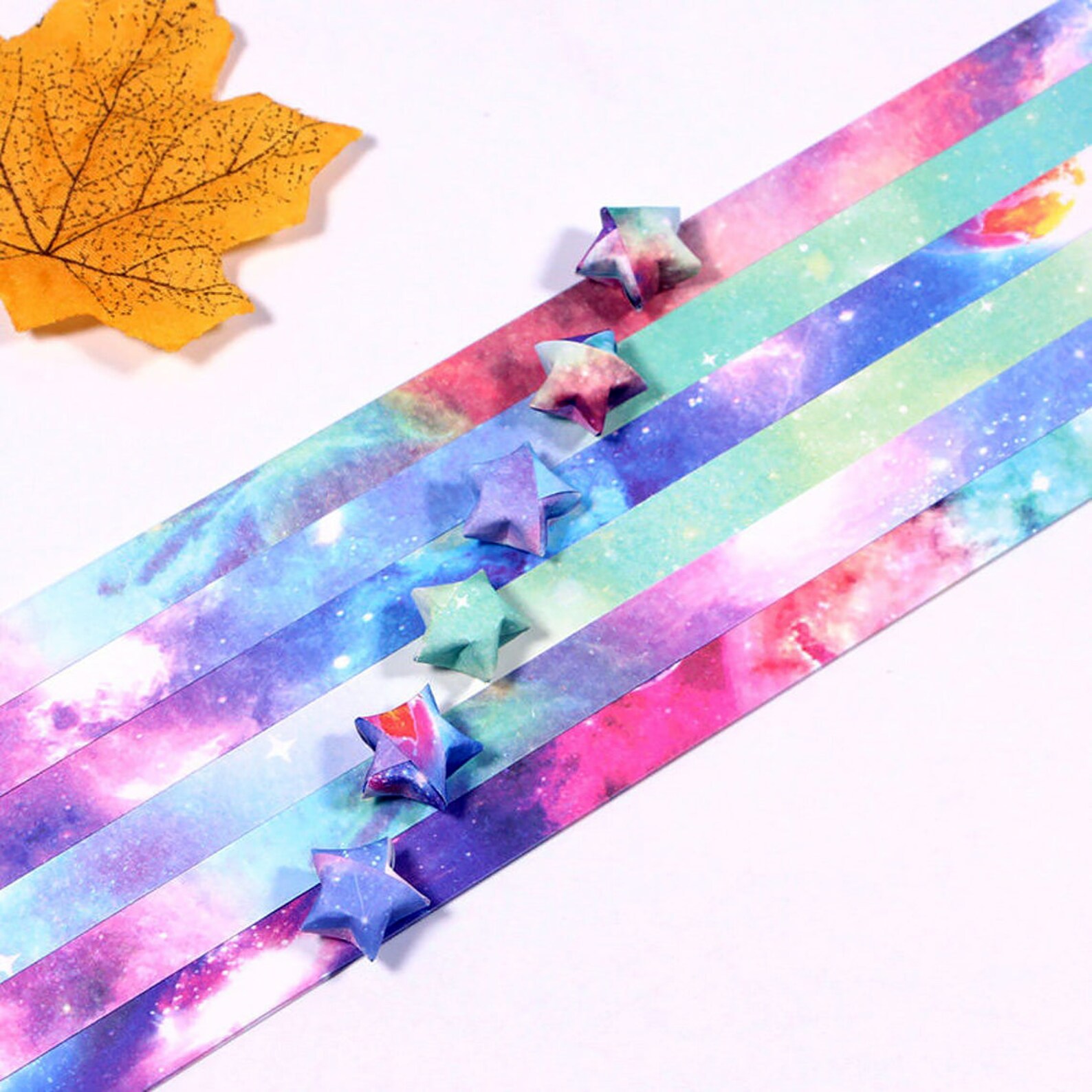 Watercolor Galaxy Origami Lucky Star Paper Strips Star Folding Paper ...