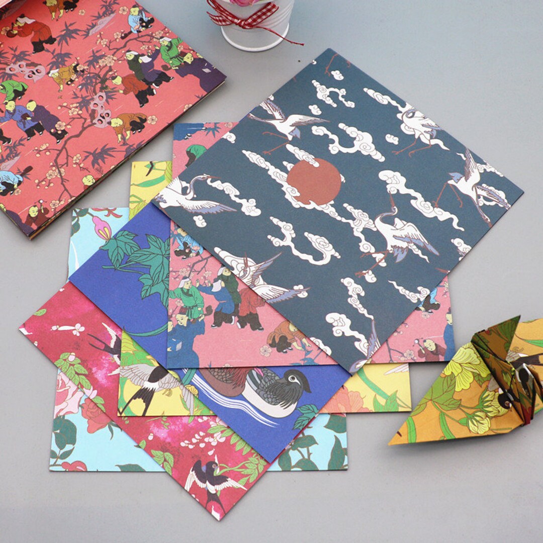 50 Sheets Double Sides Traditional Chinese Style Origami Square Paper ...