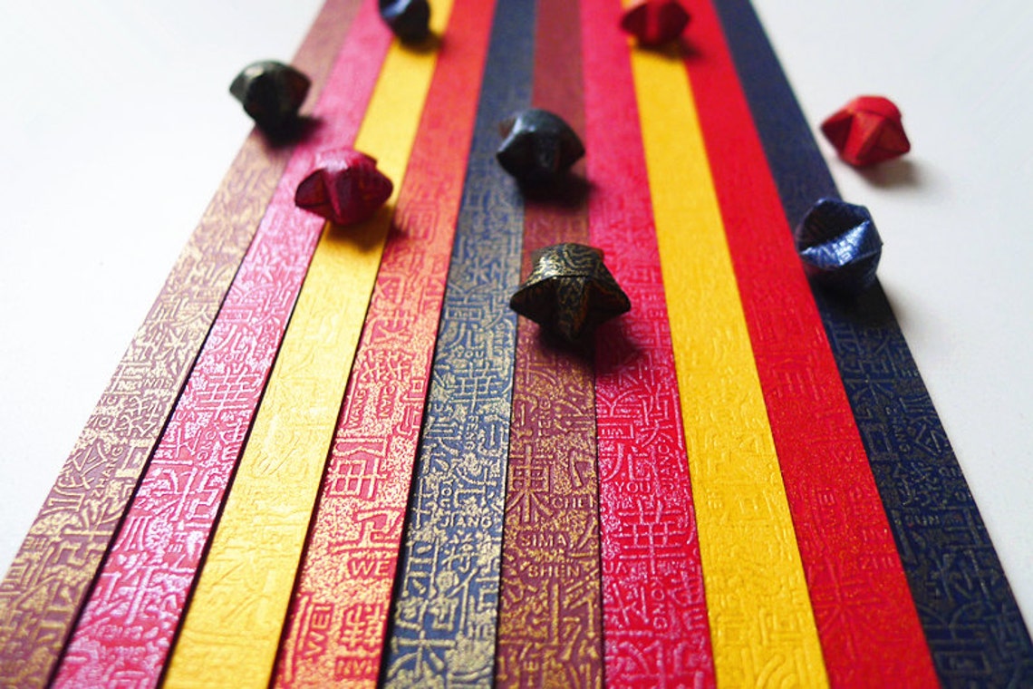 Traditional Chinese Embossed Origami Lucky Star Paper Strips | Etsy