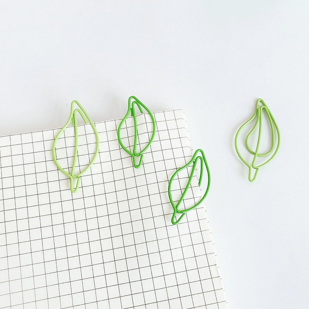 Green Leaf Paper Clips Bookmark Set Metal Foliage Bookmark Line Marker ...