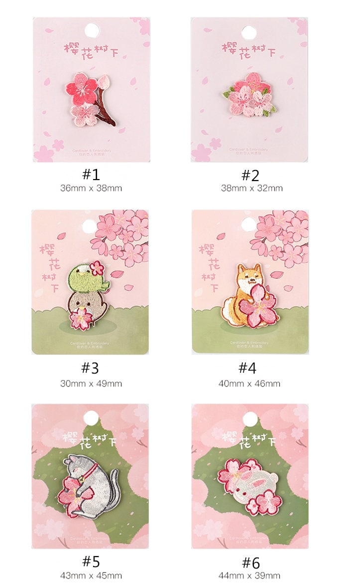 1 Piece of Cute Sakura Embroidered Patches Cherry Blossom Sticker Self ...