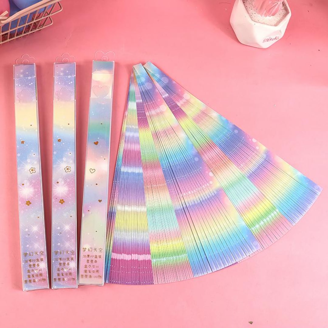 Pastel Galaxy Origami Lucky Star Paper Strips Star Folding DIY - Pack ...
