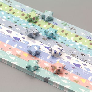Forest Origami Lucky Star Paper Strips Trees Mixed Designs Star Folding ...