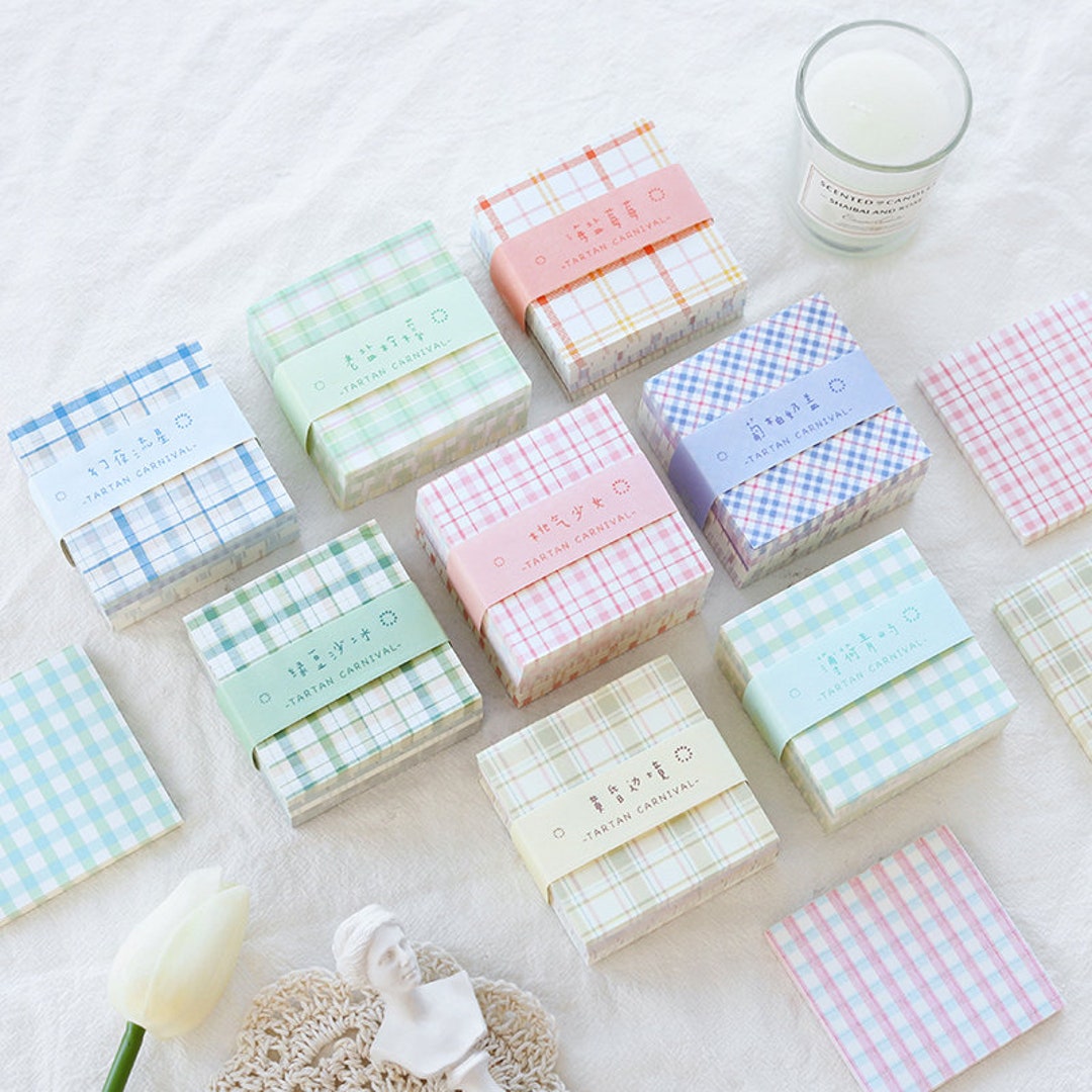 200 Sheets Small Size Pastel Checks Scrapbook Origami Square Paper Pack ...