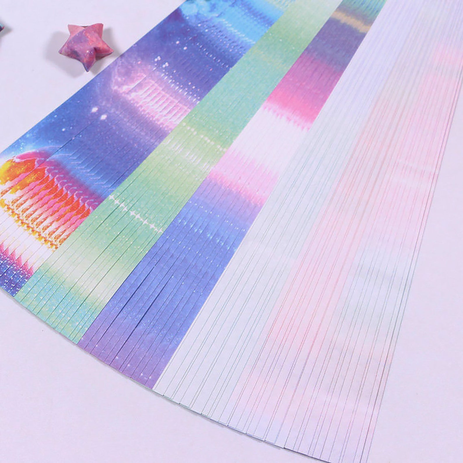 Watercolor Galaxy Origami Lucky Star Paper Strips Star Folding Paper ...