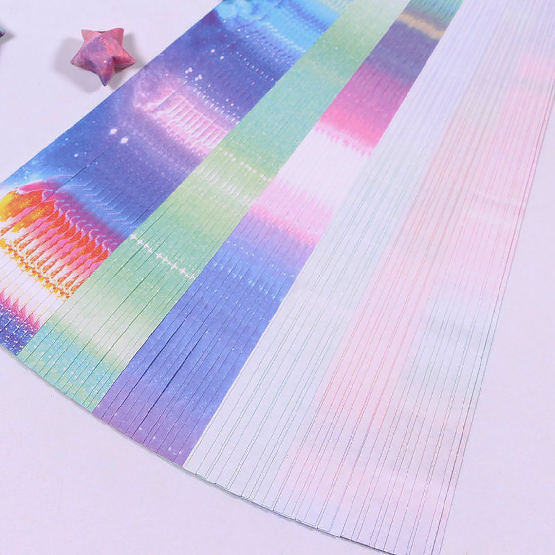 Watercolor Galaxy Origami Lucky Star Paper Strips Star Folding Paper ...