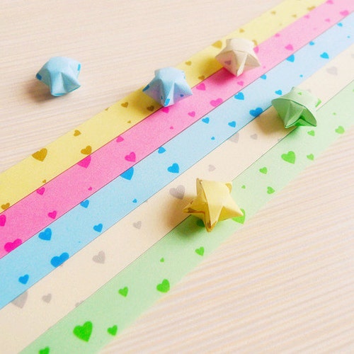 Little Sweet Hearts Origami Lucky Star Paper Strips Star - Etsy