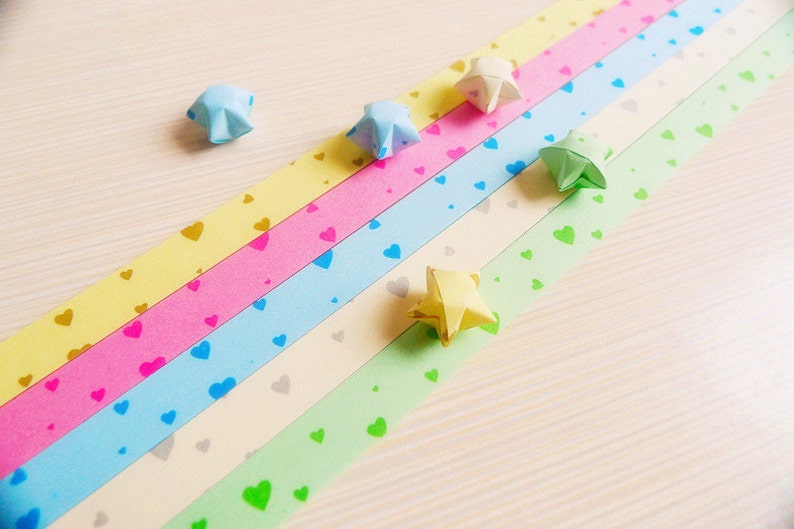 Little Sweet Hearts Origami Lucky Star Paper Strips Star - Etsy