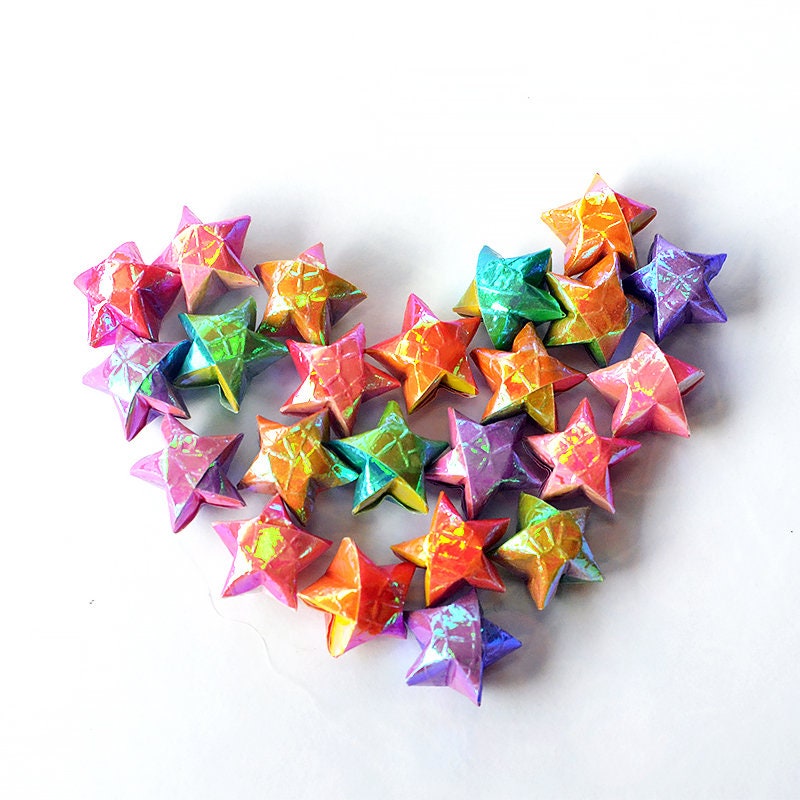 Gradient Rainbow Colors Origami Lucky Stars-wishing Stars Party Supply ...