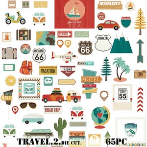65 Pcs Road Trip Sticker Pack Travel Planner Die Cut Junk Journal ...