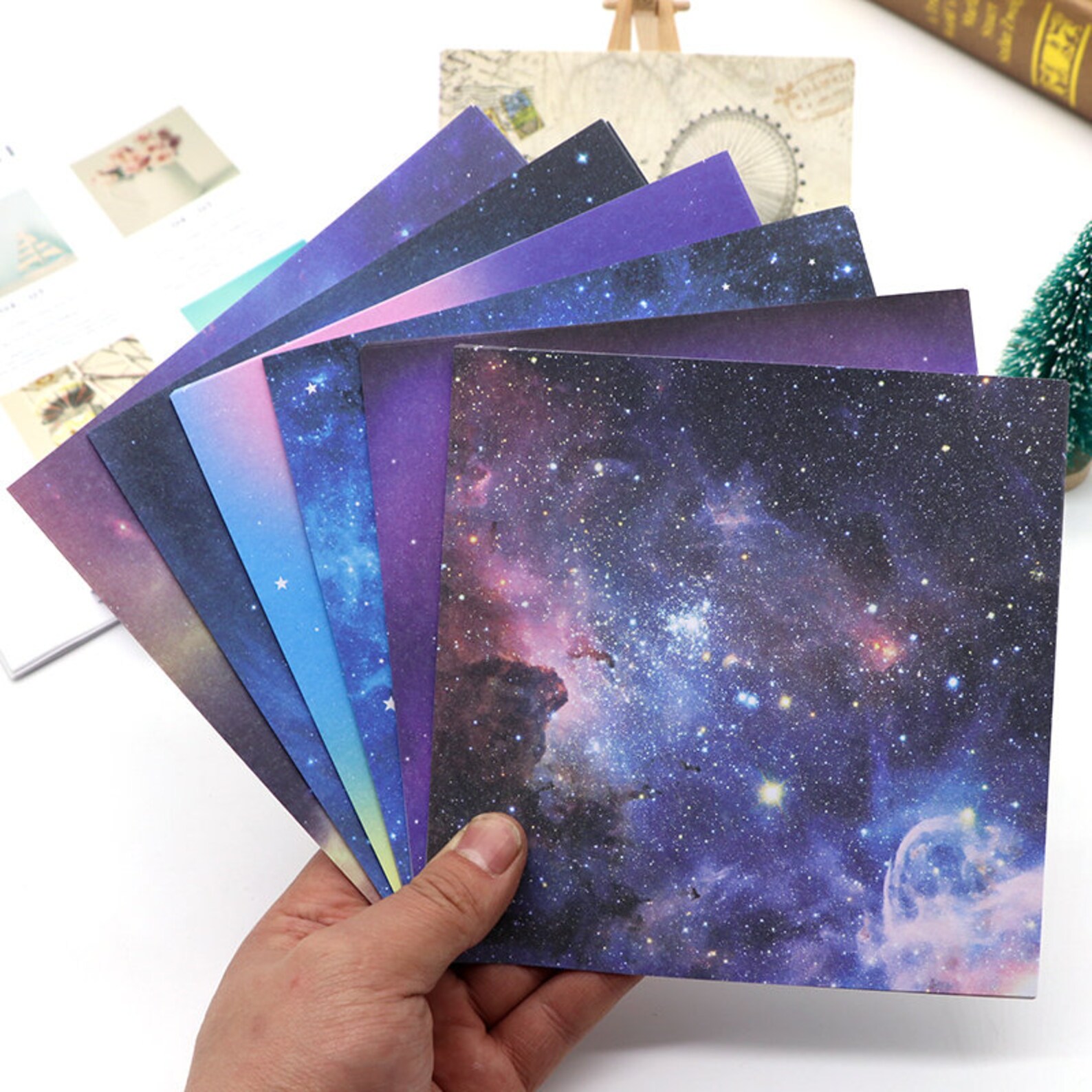48 Sheets Brilliant Galaxy Origami Square Paper Pack for - Etsy