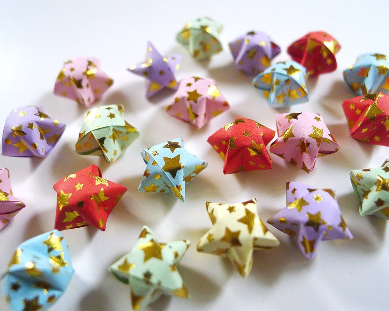 Gold Twinkle Stars Origami Stars - Mixed Colors Wishing Stars ...