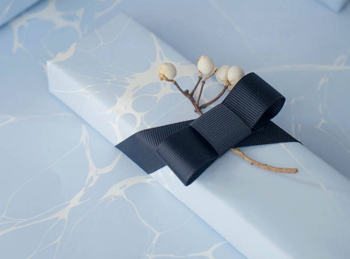 Light Blue Marble Wrapping Paperbirthday Gift Wrapmarbled | Etsy