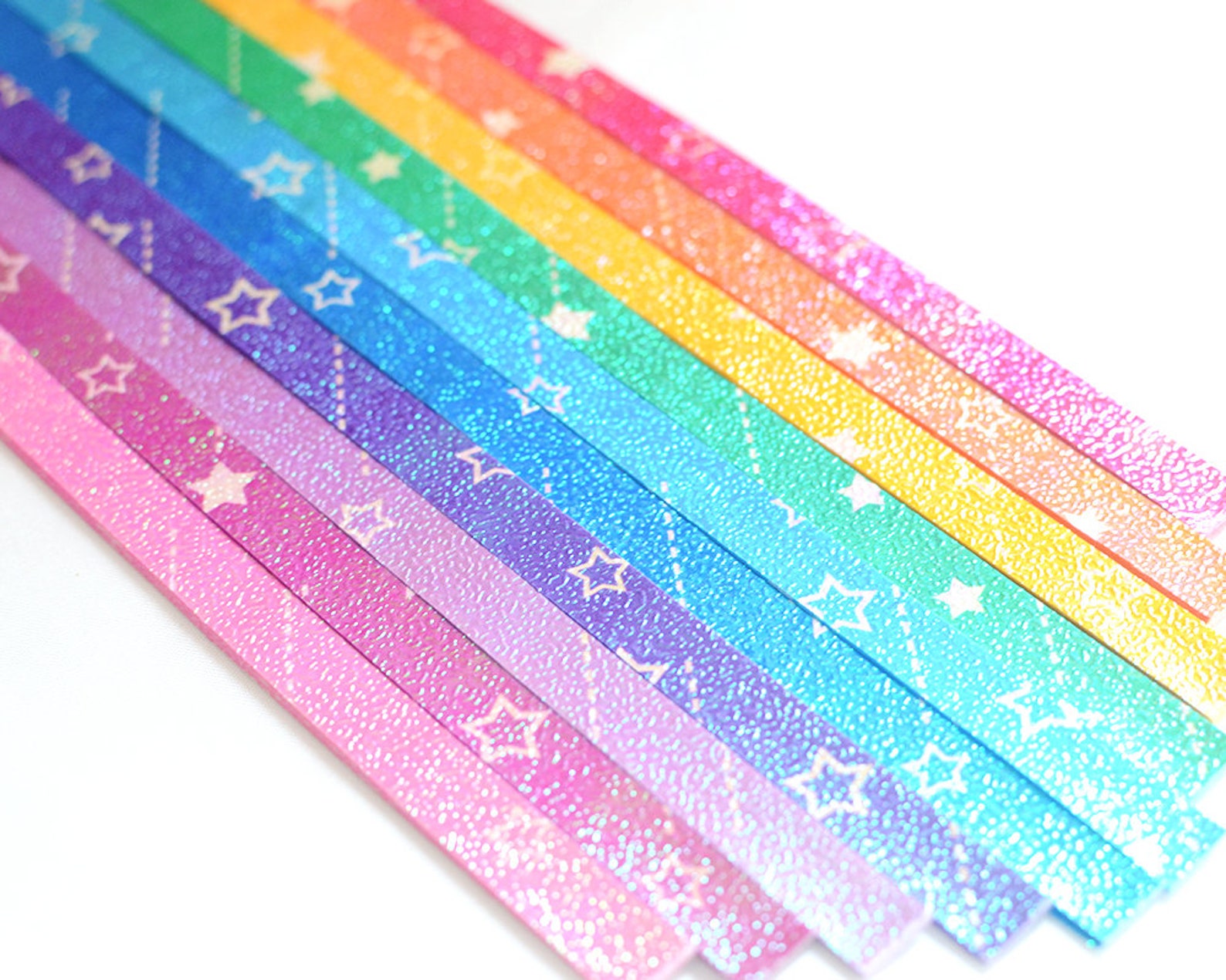 Rainbow Pearlescent Shooting Star Origami Lucky Star Paper Strips Star ...