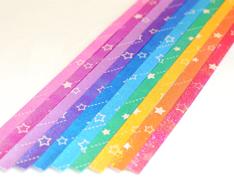 Rainbow Pearlescent Shooting Star Origami Lucky Star Paper Strips Star ...
