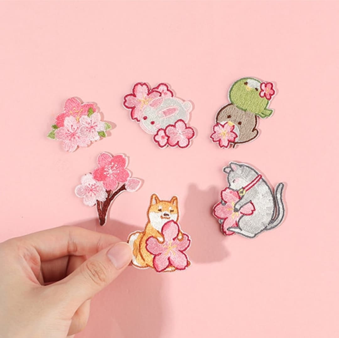 1 Piece of Cute Sakura Embroidered Patches Cherry Blossom Sticker Self ...