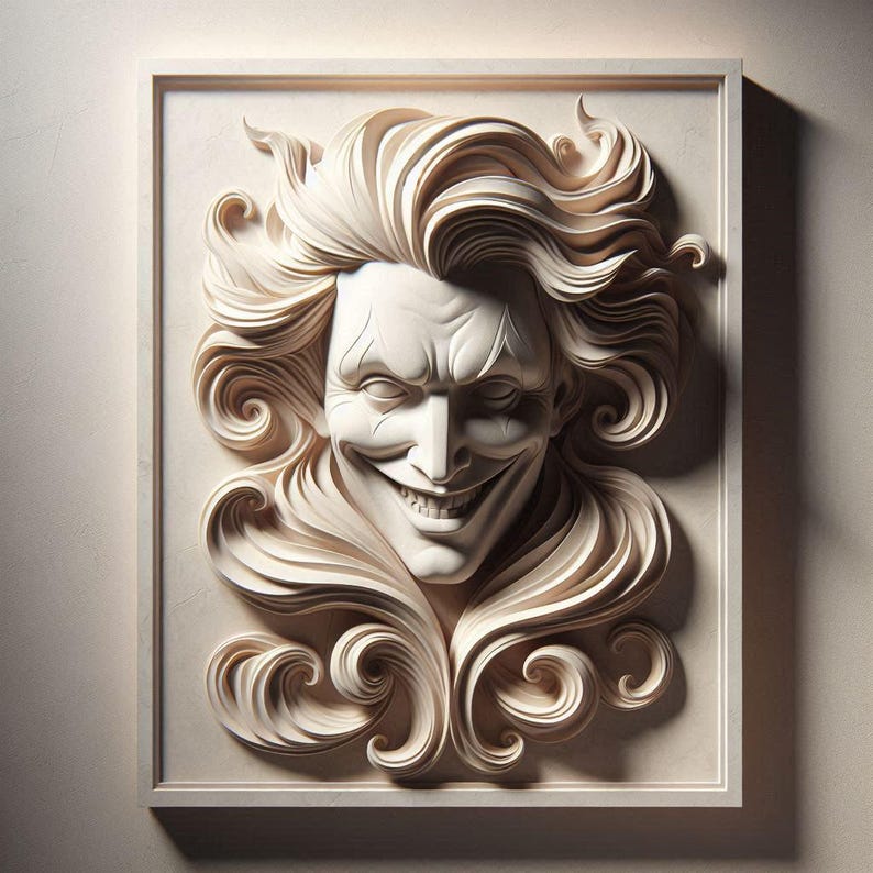 Joker Face STL 3D Print File Gothic Relief Wall Art Panel Digital ...