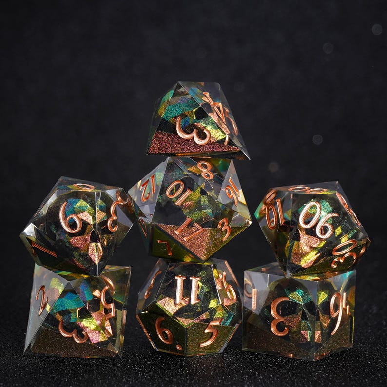 Handcrafted Clear Resin Dice With Floating Skull Core, Sharp Edge Dice ...