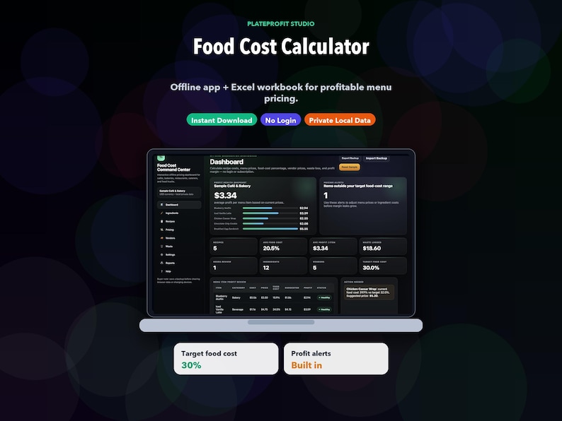 Food Cost Calculator Spreadsheet & Offline App for Restaurants, Recipe ...