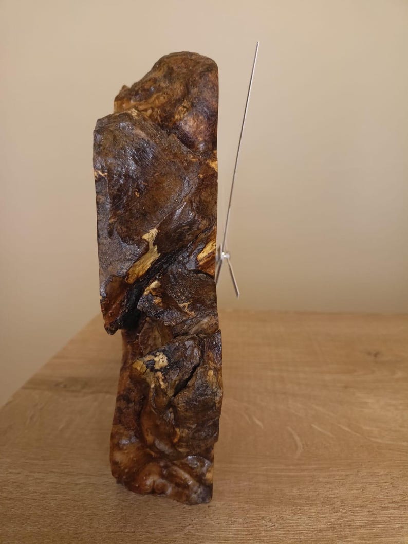 Handcrafted Olive Wood Table Clock, Rustic Modern Organic Decor ...