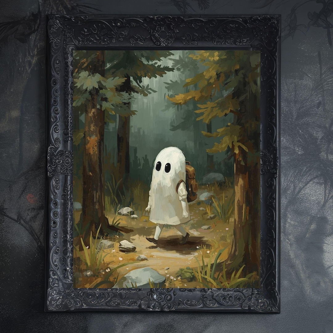 Ghost Forest Hike Print Spooky Gothic Dark Academia Summerween Decor ...