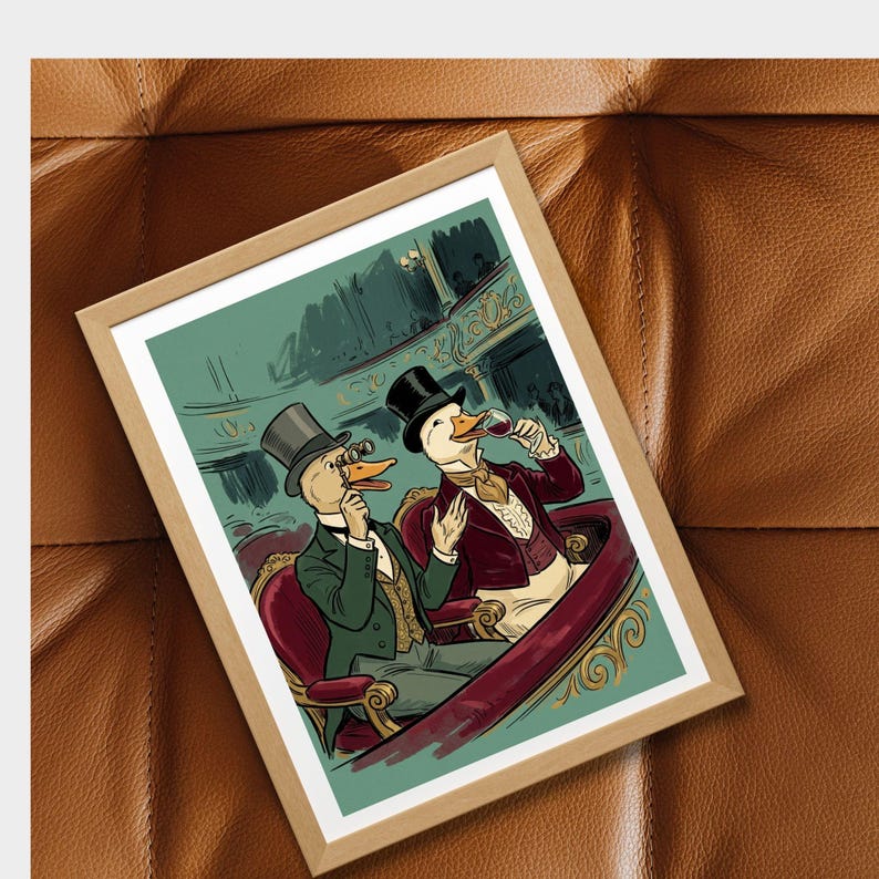 Opera Box Ducks Giclée French Humor Top Hat Ducks Theatre Wine ...