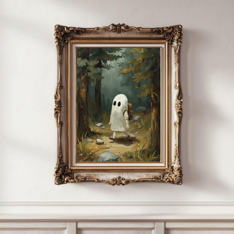 Ghost Forest Hike Print Spooky Gothic Dark Academia Summerween Decor ...