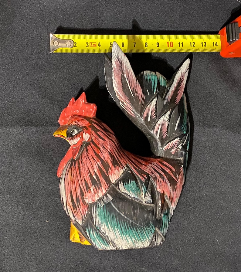 Vintage 1990s Mexican Folk Art Rooster, Hand-carved and Painted From ...