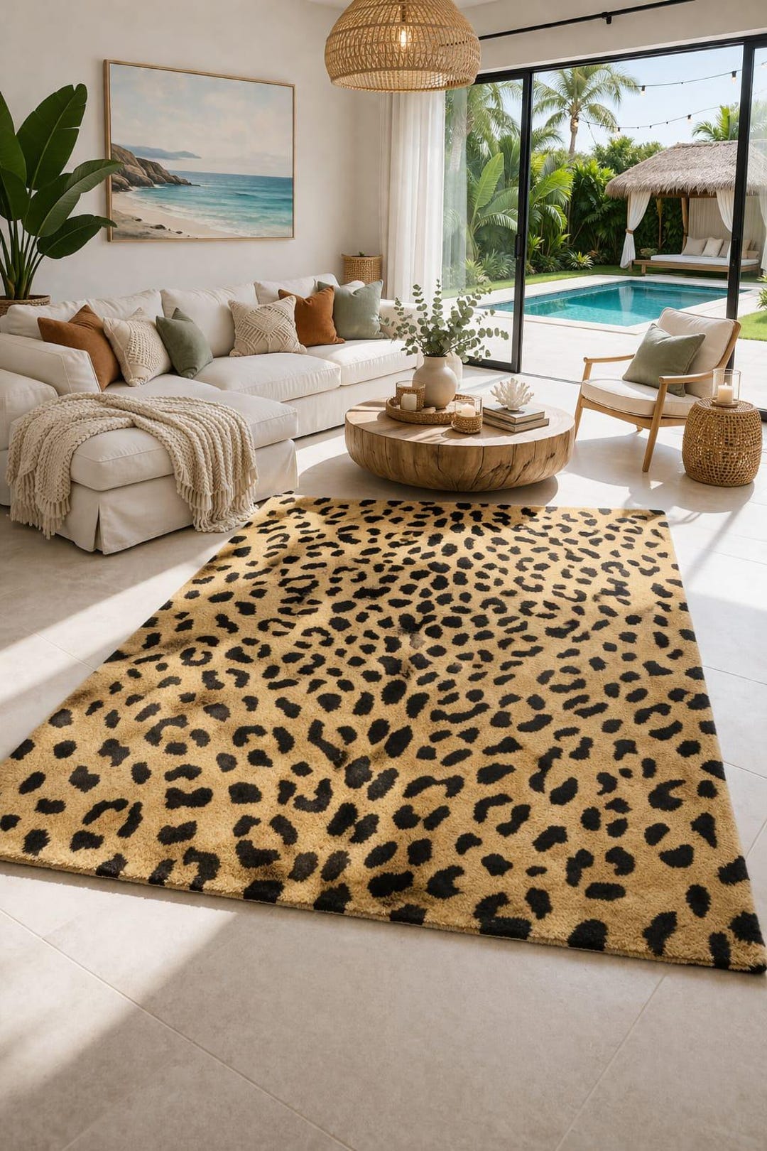 Leopard Print Area Rug, Modern Safari Hand-tufted Wool Carpet - Etsy