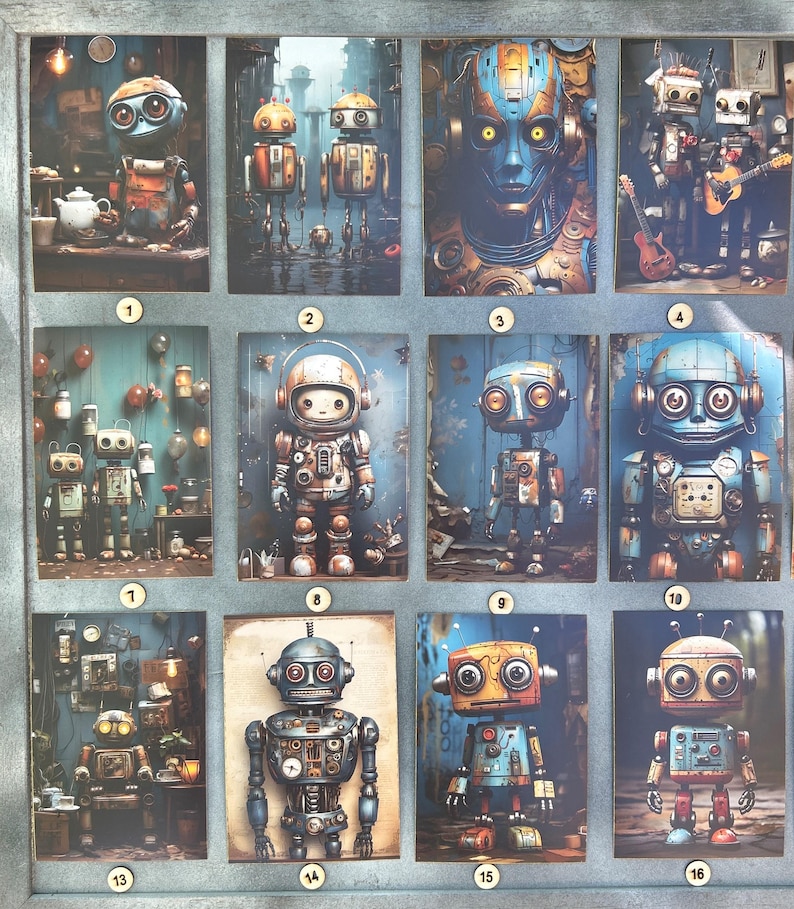 18 Robot Postcard Set | Gothic Robot Art Cards | Spooky Wonderland ...
