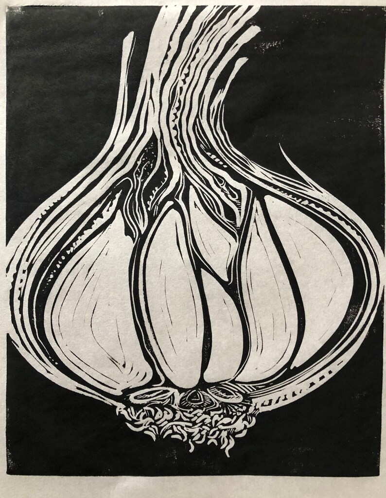 Garlic Bulb Linocut - Etsy