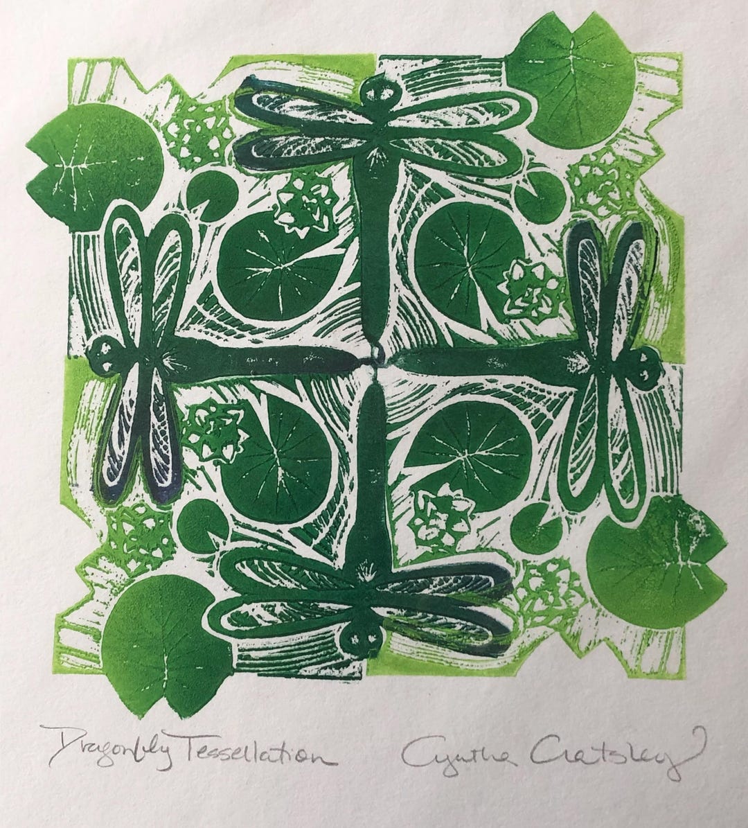 Dragonfly Tessellation Linocut - Etsy
