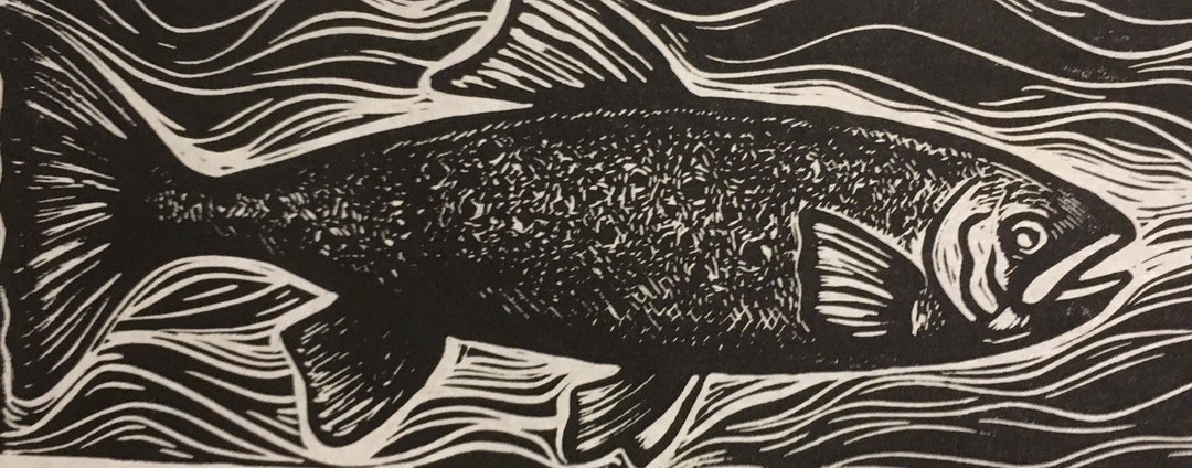 Lake Trout Linocut - Etsy