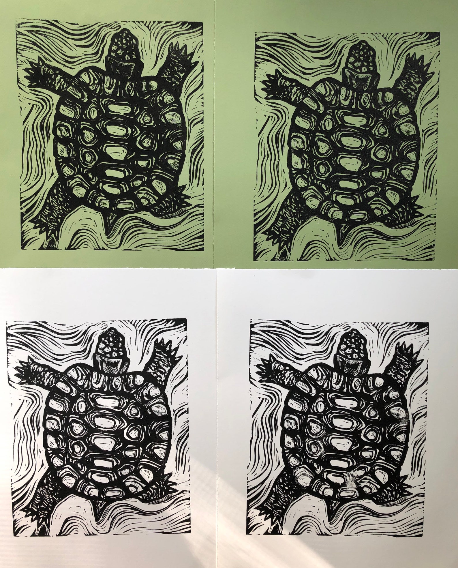 Box Turtle Linocut - Etsy