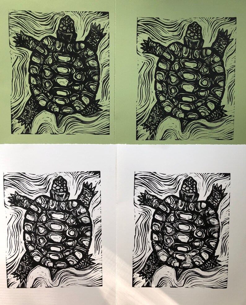 Box Turtle Linocut - Etsy